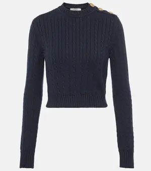 Chloé Cropped Cable-knit Sweater - Blue