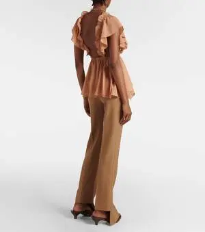 Chloé Ruffled Silk Chiffon Top - Orange