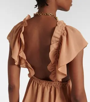 Chloé Ruffled Silk Chiffon Top - Orange