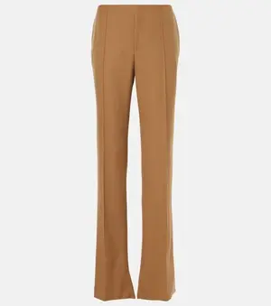 Chloé Mid-rise Straight Wool Pants - Brown