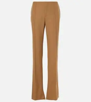 Chloé Mid-rise Straight Wool Pants - Brown