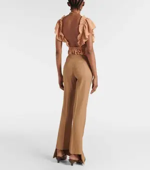 Chloé Mid-rise Straight Wool Pants - Brown