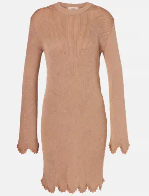 Chloé Scalloped Sweater Dress Beige