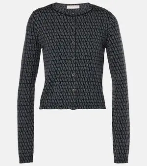 Valentino Garavani Toile Iconographe Virgin Wool Cardigan - Grey