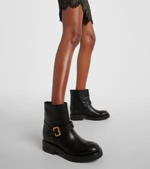 Chloé Coddington Leather Ankle Boots - Black