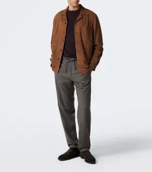 Canali Wool Straight Trousers - Beige