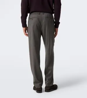 Canali Wool Straight Trousers - Beige