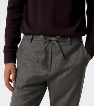 Canali Wool Straight Trousers - Beige