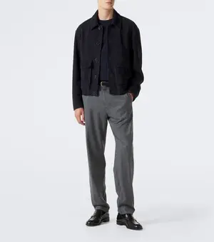Canali Wool Straight Leg Trousers