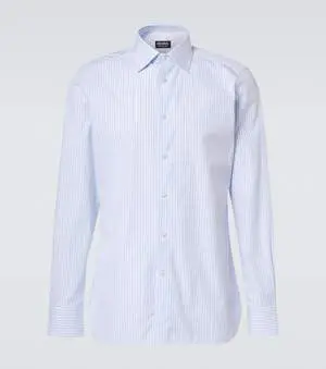 Zegna Striped Cotton Oxford Shirt - White
