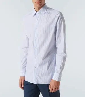 Zegna Striped Cotton Oxford Shirt - White