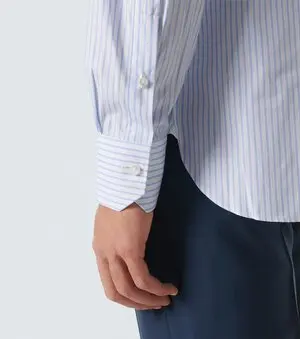 Zegna Striped Cotton Oxford Shirt - White