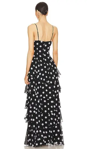 Majorelle Polka Dot Ruffled High-low Gown