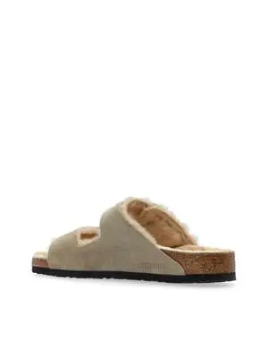 BIRKENSTOCK Arizona Shearling Sandals - Neutrals