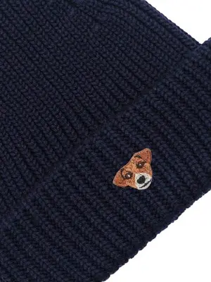 PELO FOUNDATION Dog-appliqué Beanie - Blue