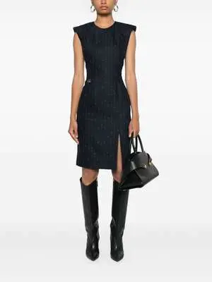 GENNY Pinstriped Bodycon Midi Dress