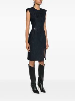 GENNY Pinstriped Bodycon Midi Dress