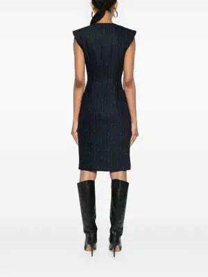 GENNY Pinstriped Bodycon Midi Dress