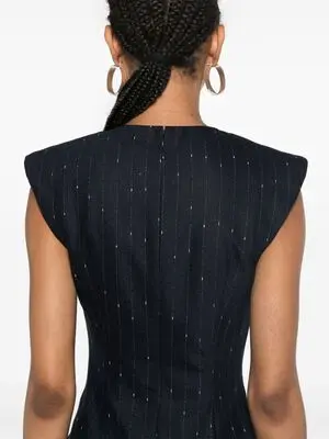 GENNY Pinstriped Bodycon Midi Dress