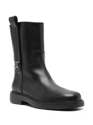 TOD'S Leather Biker Boots - Black