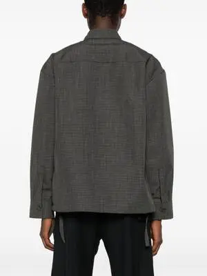 JIL SANDER Striped Wool Shirt Jacket - Grey