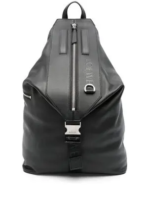 Loewe Convertible Leather Backpack - Black
