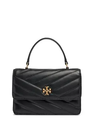 Tory Burch TORY BURCH Mini Kira Chevron Leather Top Handle Bag - Black