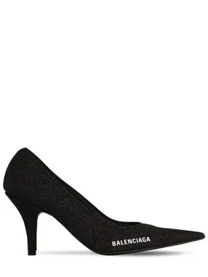 Balenciaga 80mm Metallic Knit Pumps - Black
