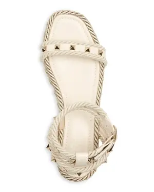Valentino Garavani Rockstud Espadrille Wedge Sandals - Light Ivory