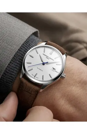 FREDERIQUE CONSTANT Classics Index Automatic Leather Strap Watch - Silver-tone