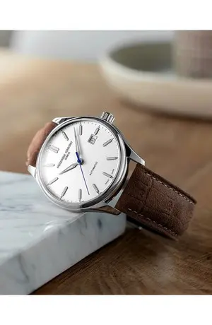FREDERIQUE CONSTANT Classics Index Automatic Leather Strap Watch - Silver-tone