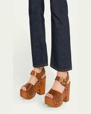 Chloé Jeannette Leather Clog Platform Sandals