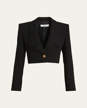 Chloé Chloé Shrunken Cropped Wool Crepe Blazer - Black