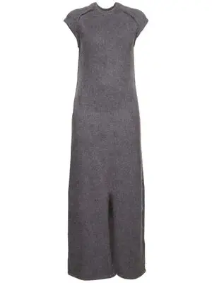 JIL SANDER JIL SANDER Boiled Wool Brushed Knit Long Dress - Dark Grey