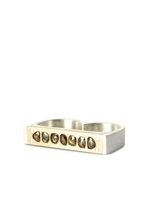 PARTS OF FOUR Sterling Matte Finish Two-finger Ring With Brown Diamonds