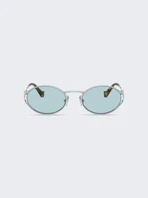 Miu Miu Metal Oval Sunglasses - Silver