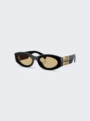 Miu Miu Oval Sunglasses - Black
