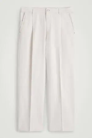 Cos Pleated Wide-leg Denim Trousers - White
