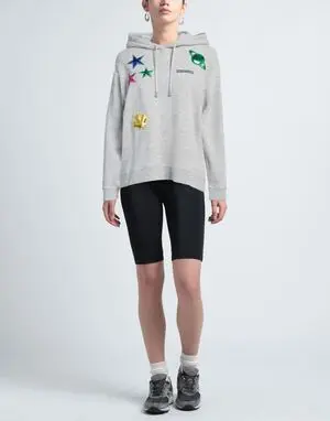 Dsquared2 Light Cotton Blend Sweatshirt With Appliqués - Light Grey
