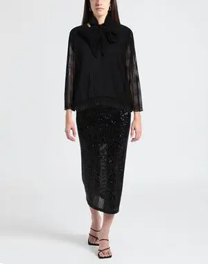GANNI Crepe Pleated Ruffled Long Sleeve Blouse