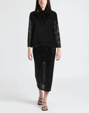GANNI Crepe Pleated Ruffled Long Sleeve Blouse