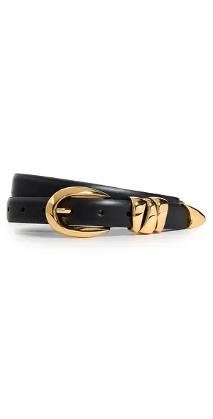 Madewell Triple Metal Keeper Belt - True Black With Gold Hardware