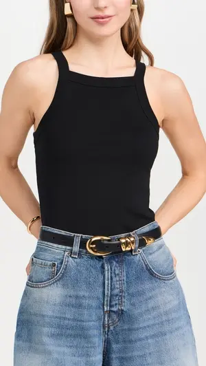 Madewell Triple Metal Keeper Belt - True Black With Gold Hardware
