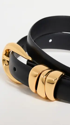 Madewell Triple Metal Keeper Belt - True Black With Gold Hardware