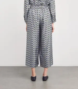 Max Mara Silk Printed Trousers - Blue