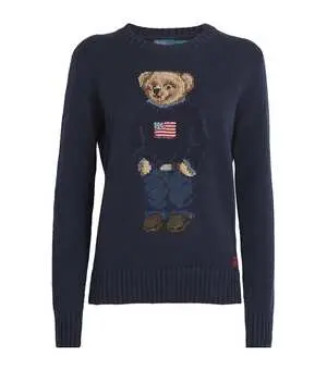 Polo Ralph Lauren Cotton-linen Polo Bear Sweater - Navy