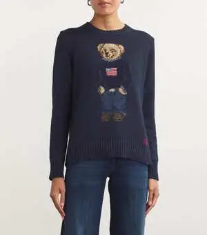 Polo Ralph Lauren Cotton-linen Polo Bear Sweater - Navy