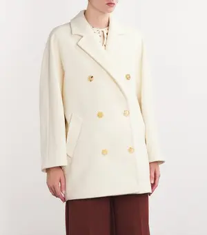 Max Mara Wool-cashmere Rebus Coat - White