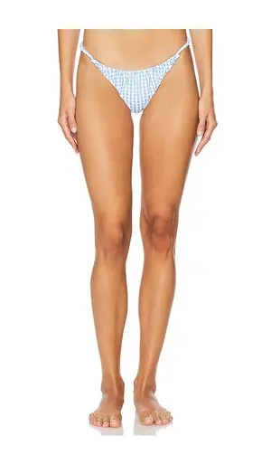 Caroline Constas Stacia Bikini Bottom - Blue Dawn Gingham