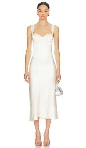 RUNAWAY THE LABEL Satin Pull-on Midi Skirt